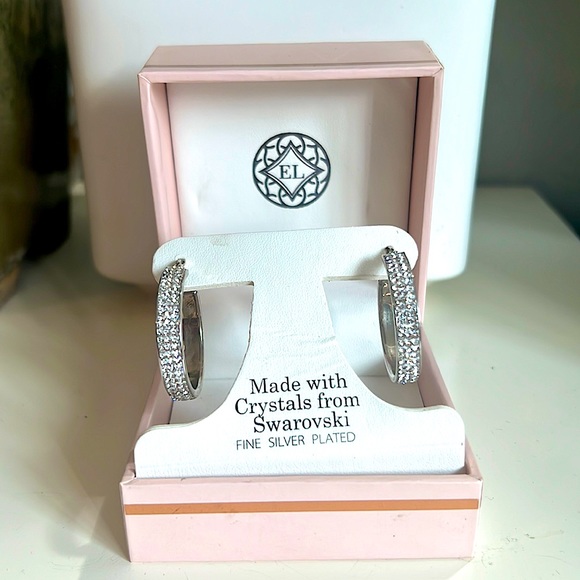Jewelry | Swarovski Crystal Silver Plated Hoops | Poshmark